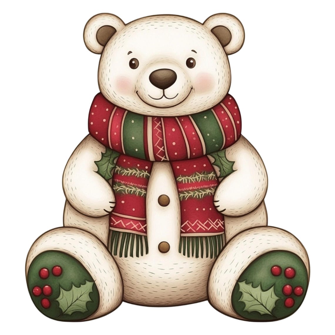 Cute Christmas Polar Bear Clipart: Whimsical Winter Holiday PNG Images ...