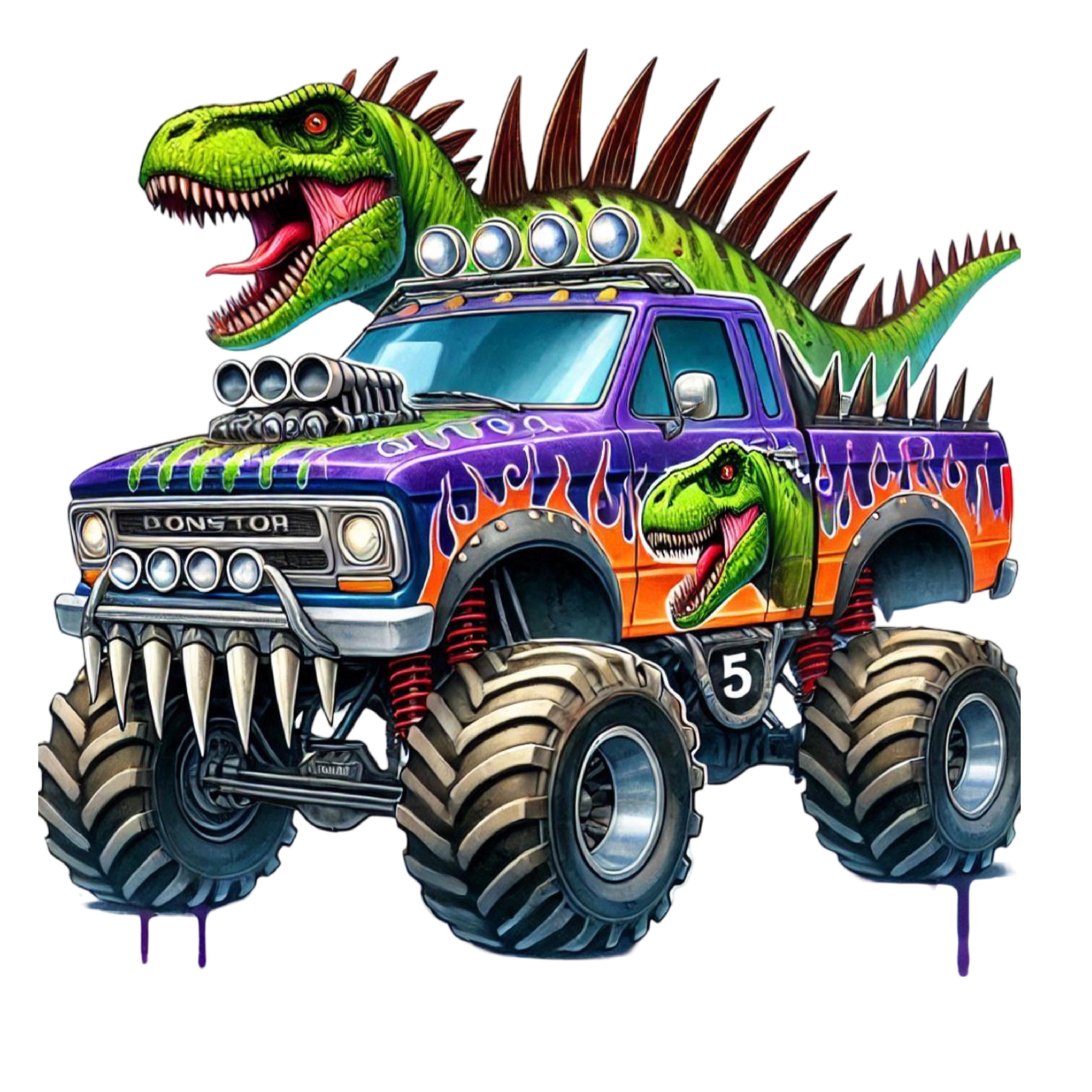 25 PNG T-rex Dinosaur Monster Truck Sublimation Clipart,transparent ...