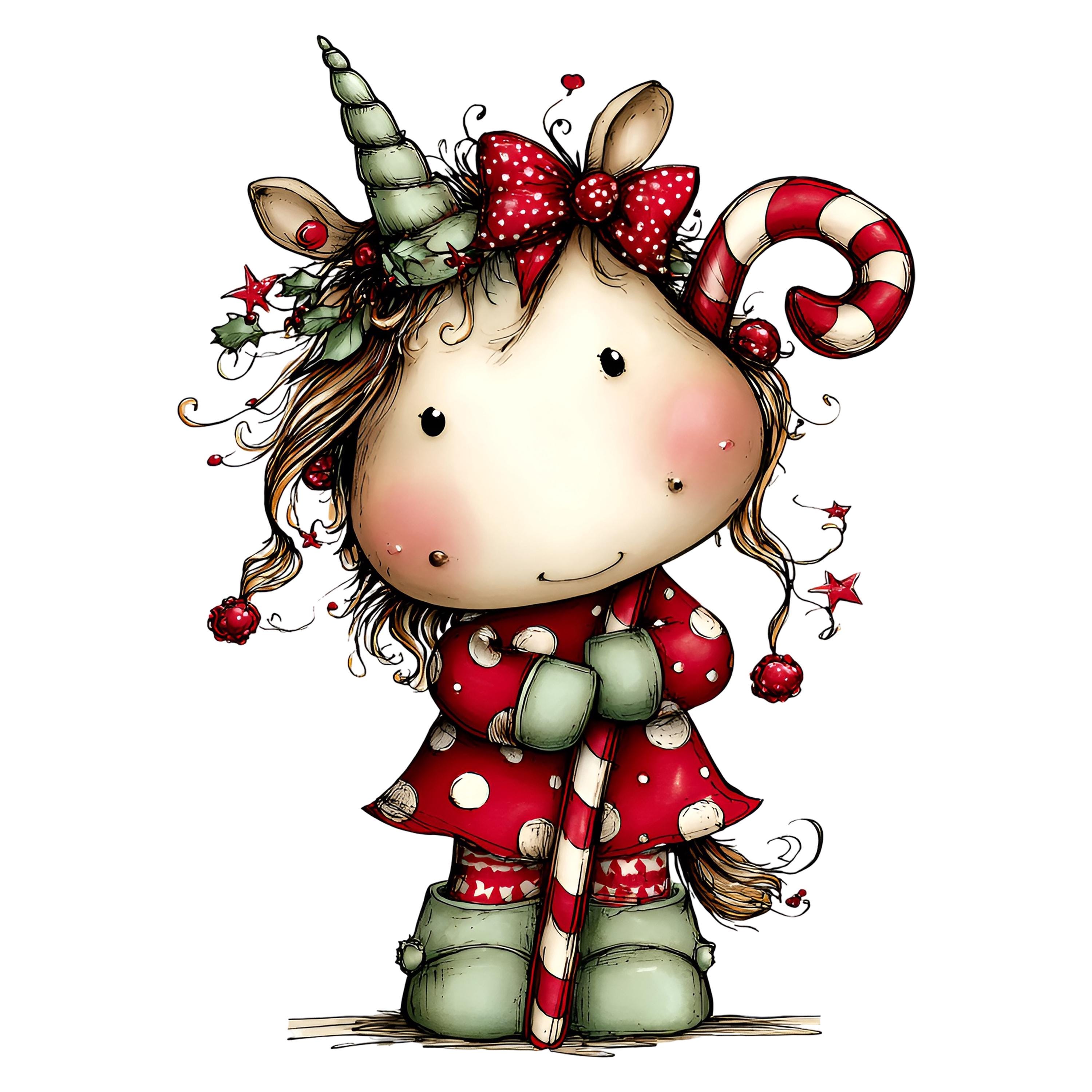 Christmas Unicorn Clipart – Cute Magical Holiday Unicorn PNG Bundle ...
