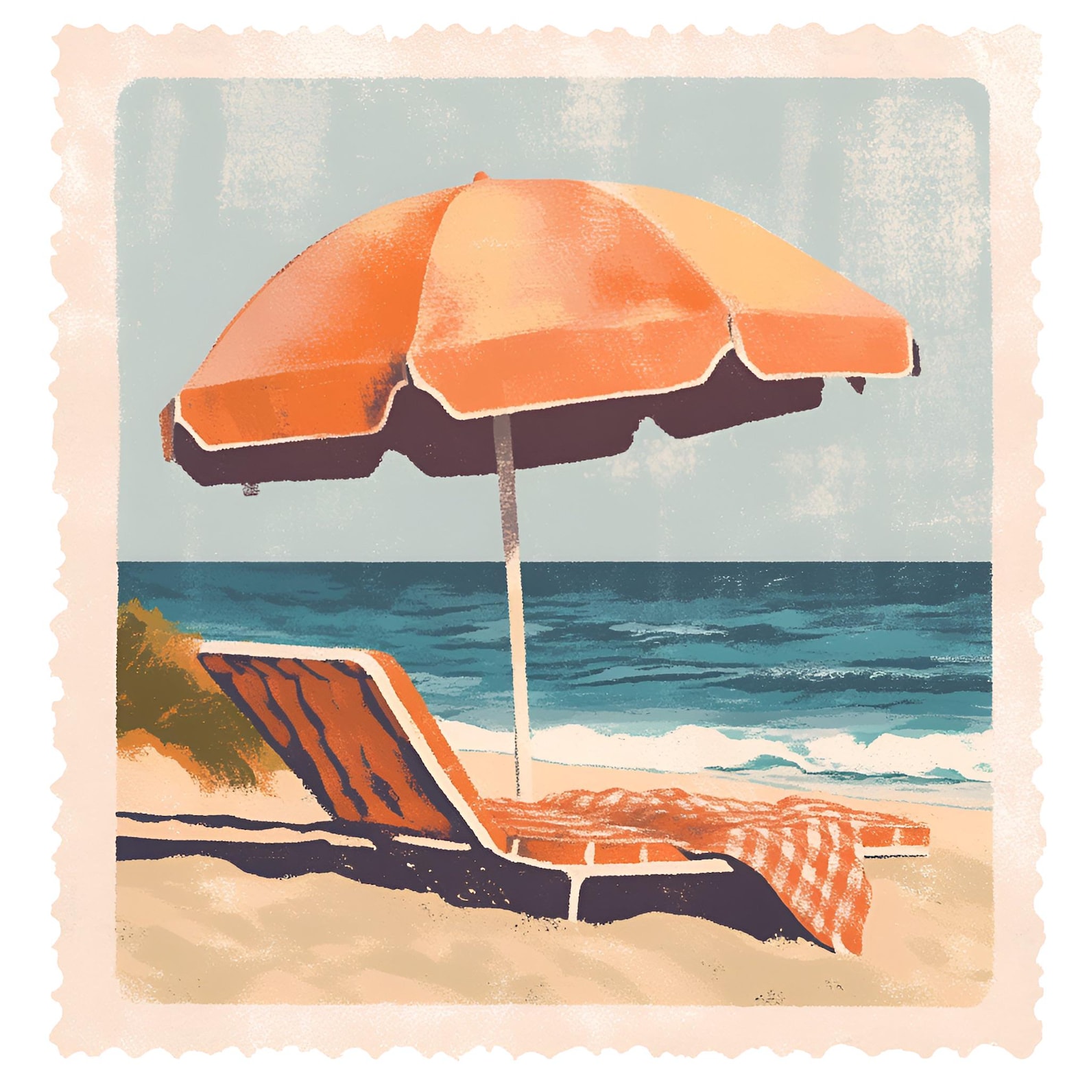 Retro Summer Postage Clipart: Vintage Travel Stamp PNG Images (digital ...