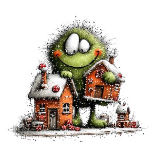 Christmas Monster Clipart – Funny Holiday Creature PNG Set (digital ...