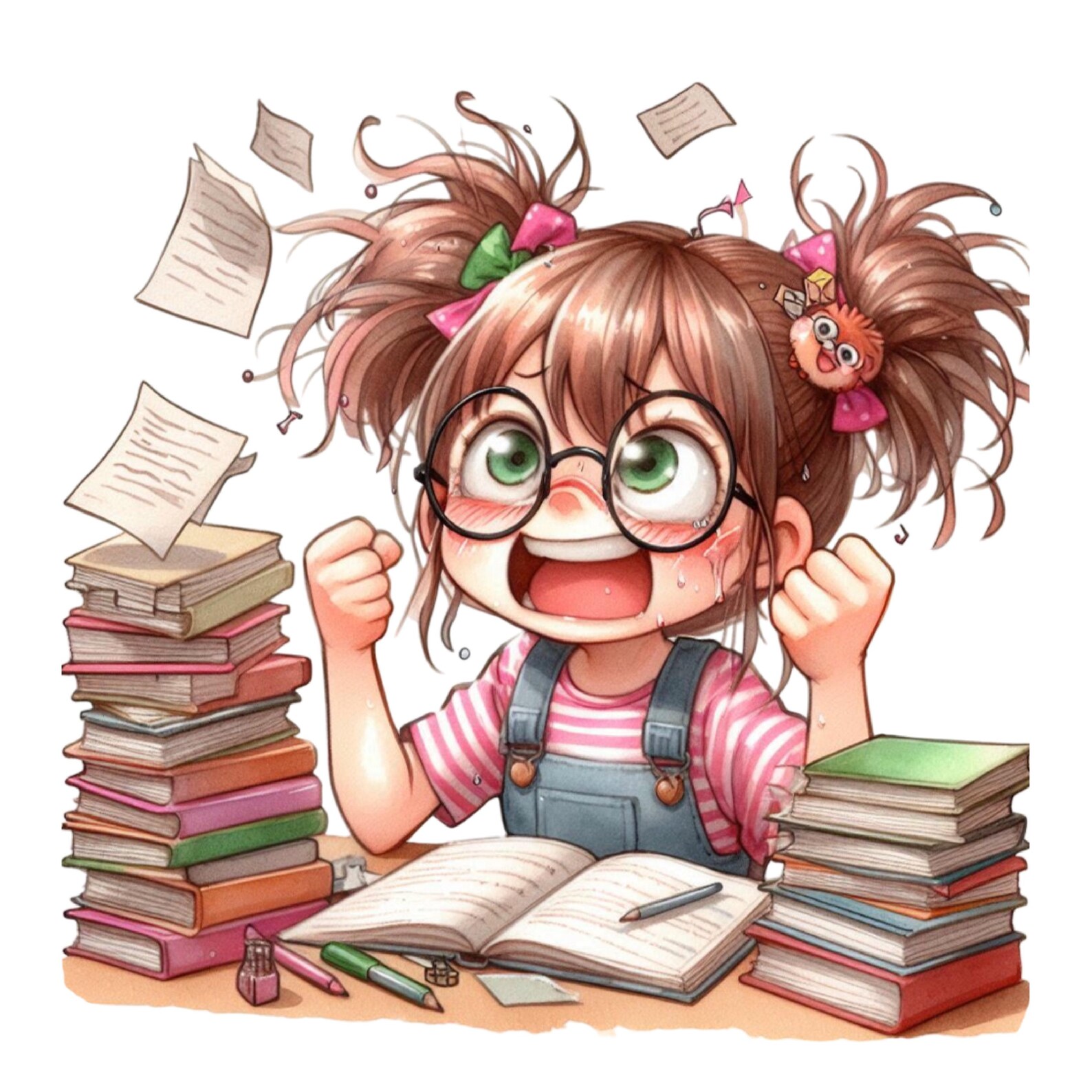 26 PNG Watercolor Girl Studying Clipartdigital Crafting,digital Clipart ...