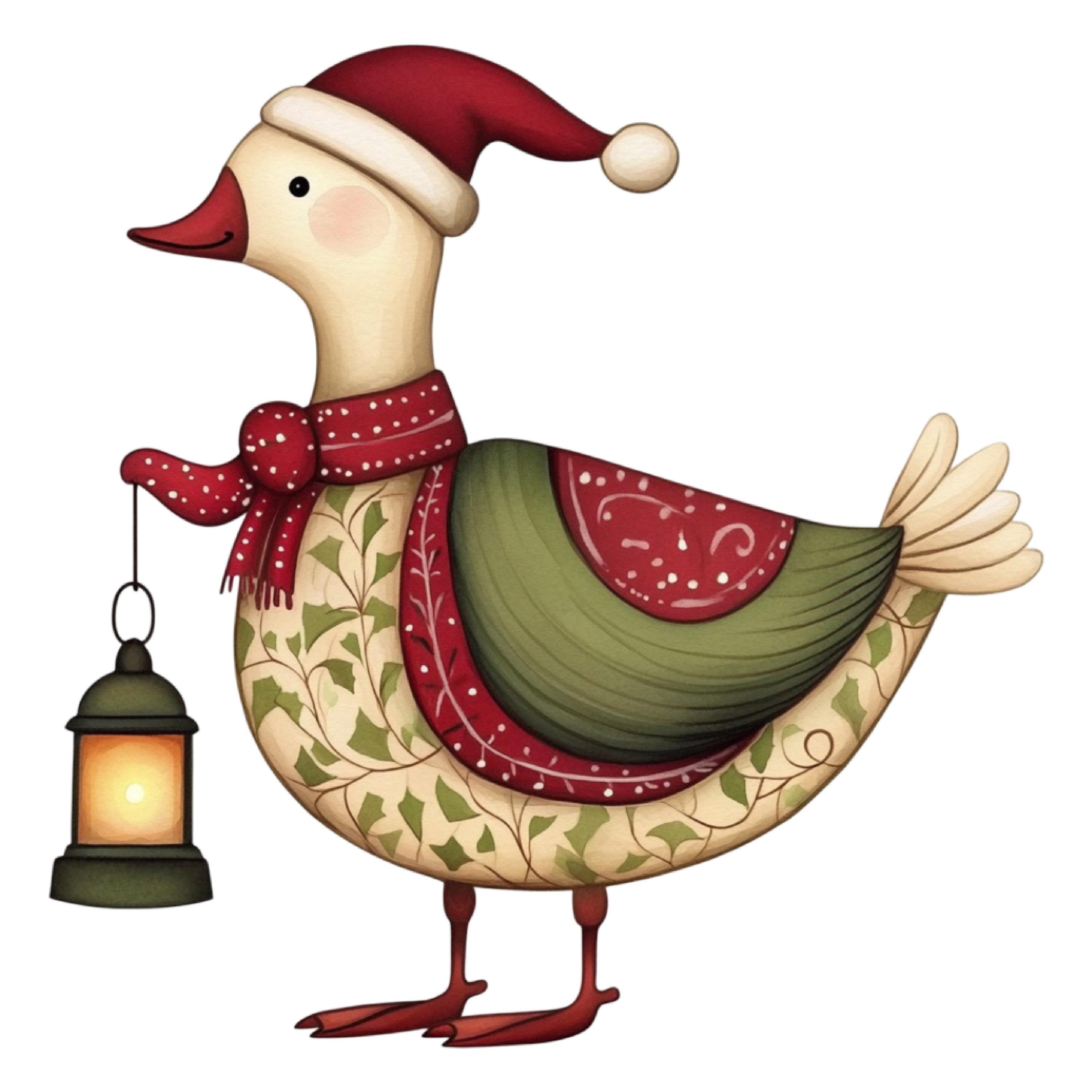 Christmas Goose Clipart: Whimsical Holiday Watercolor PNG Images ...