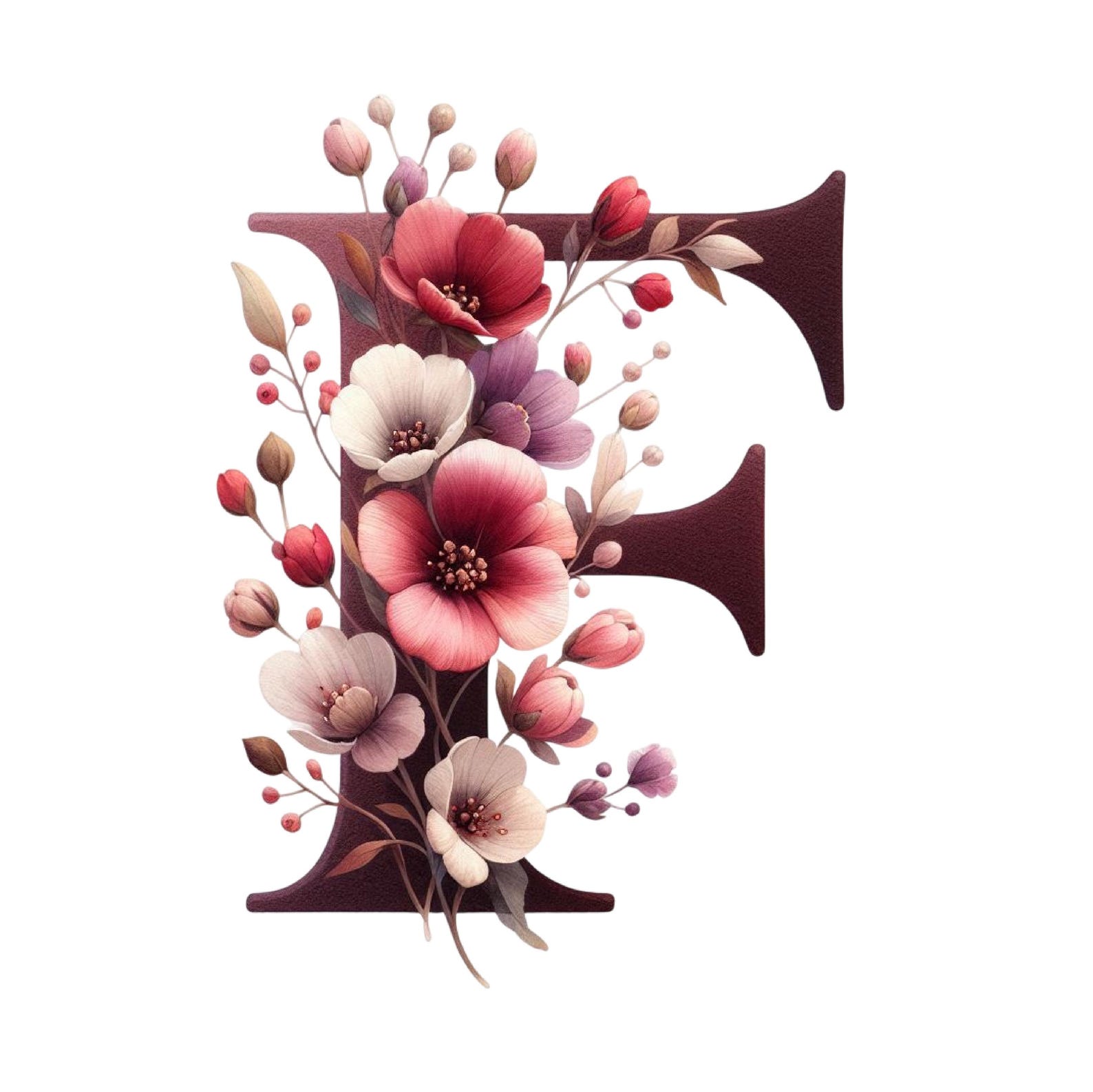 Watercolor Hello Spring Alphabet Clipart – Floral Letter PNG Set ...