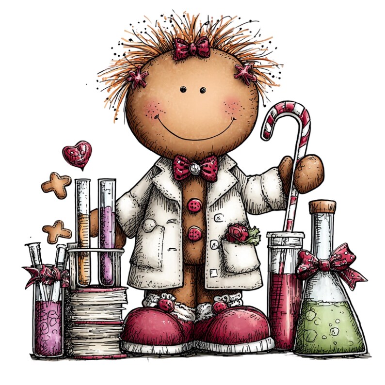 Whimsical Gingerbread Man Scientist Clipart – Funny Christmas Lab PNG ...