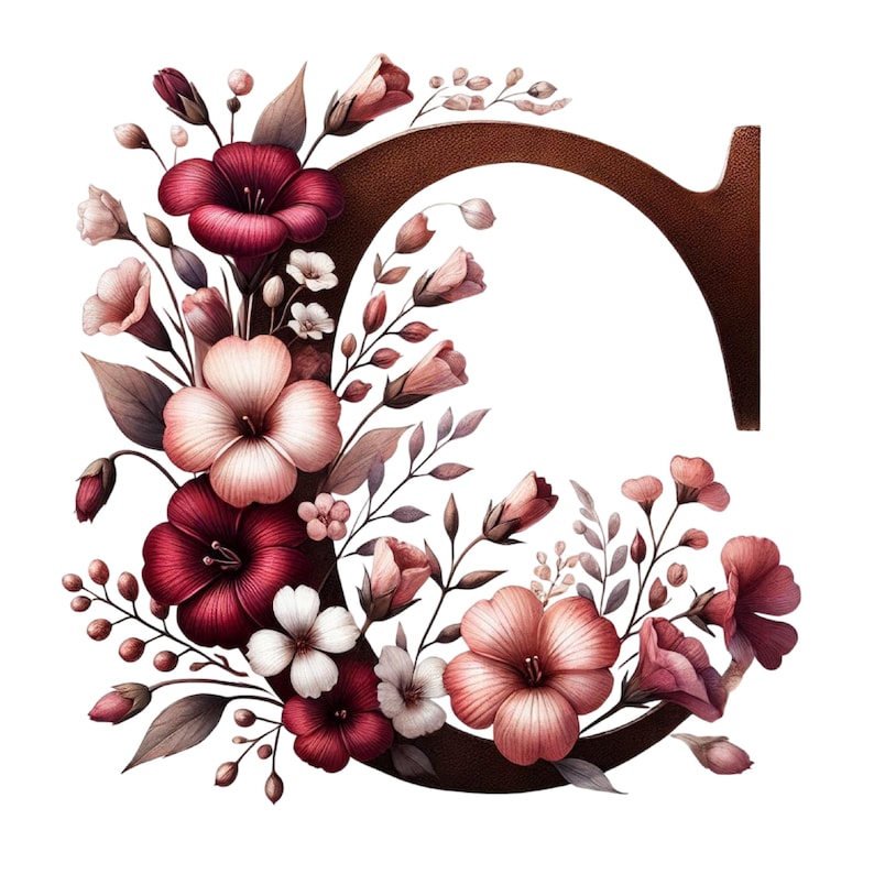 Watercolor Hello Spring Alphabet Clipart – Floral Letter PNG Set ...