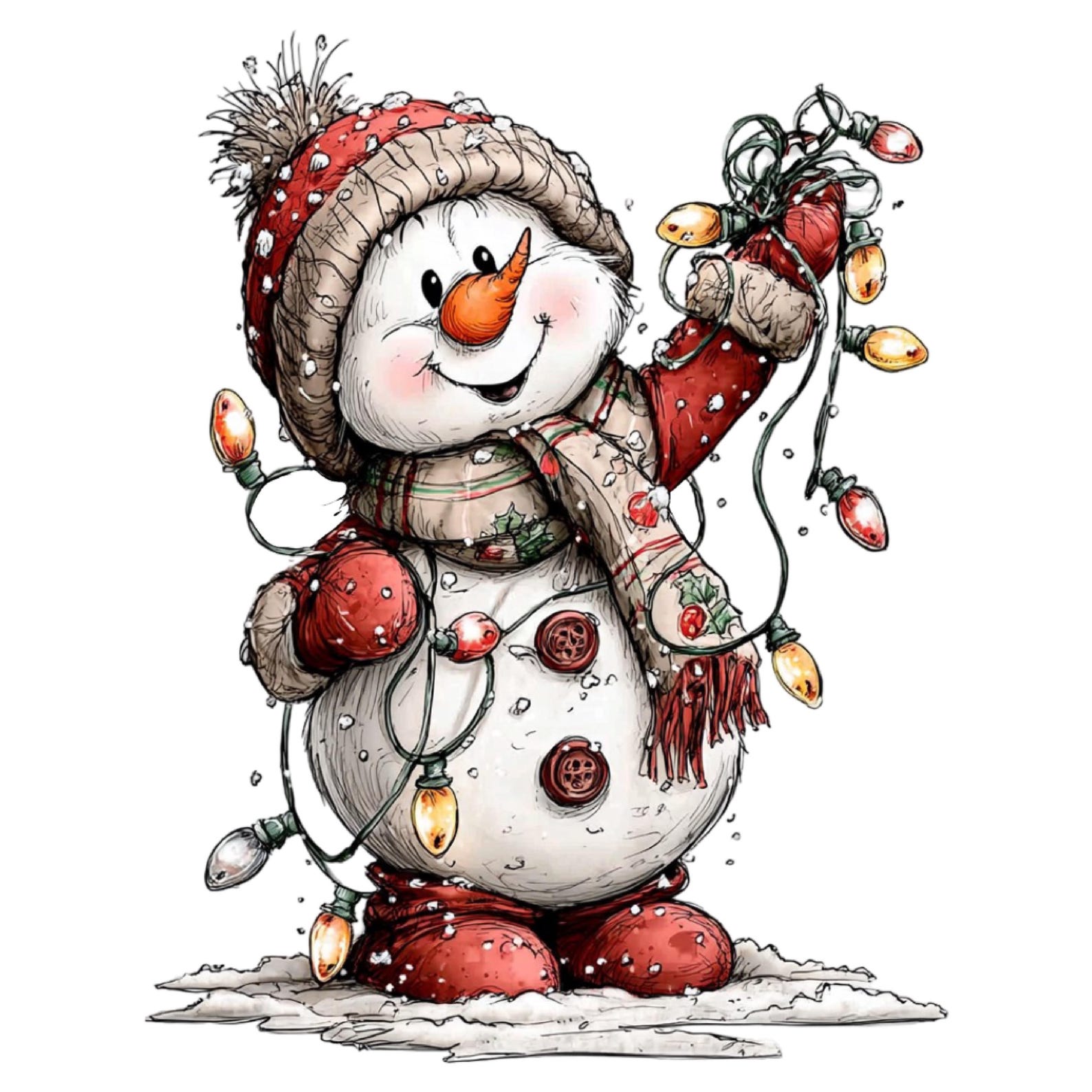 Christmas Whimsical Snowman Clipart – Festive Winter PNG Set (instant ...