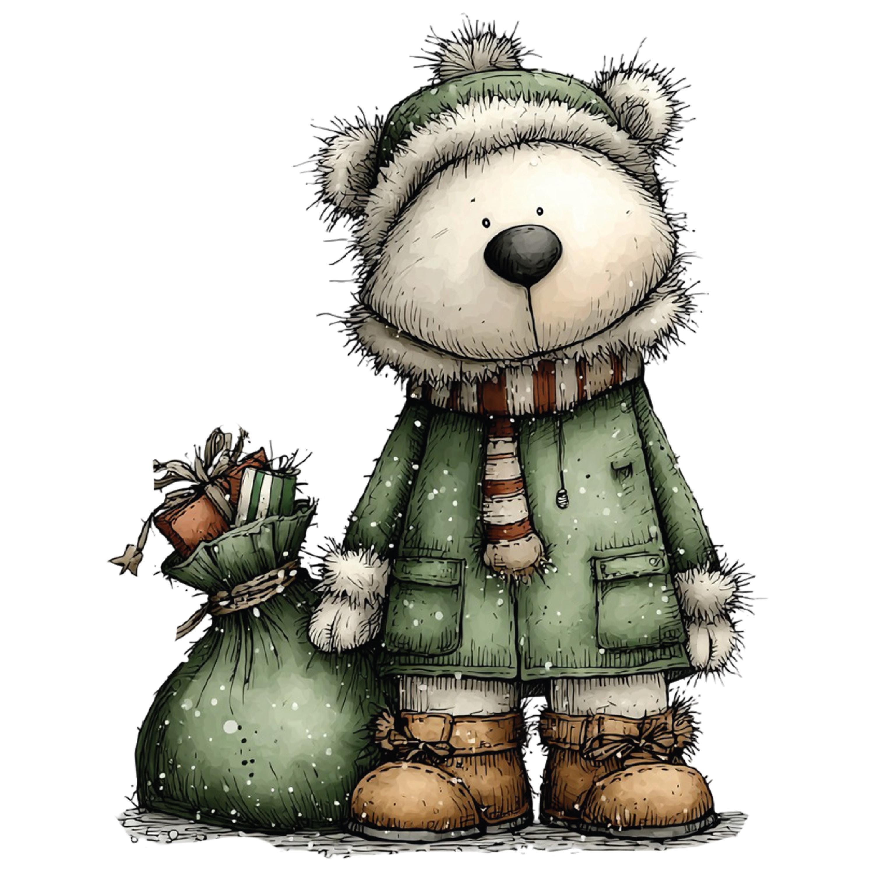 Cute Polar Bear Clipart Bundle – Winter Animal PNG Set (digital ...