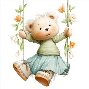 12 PNG Spring Teddy Bear Clipart Set Bundle,instant Download,commercial ...