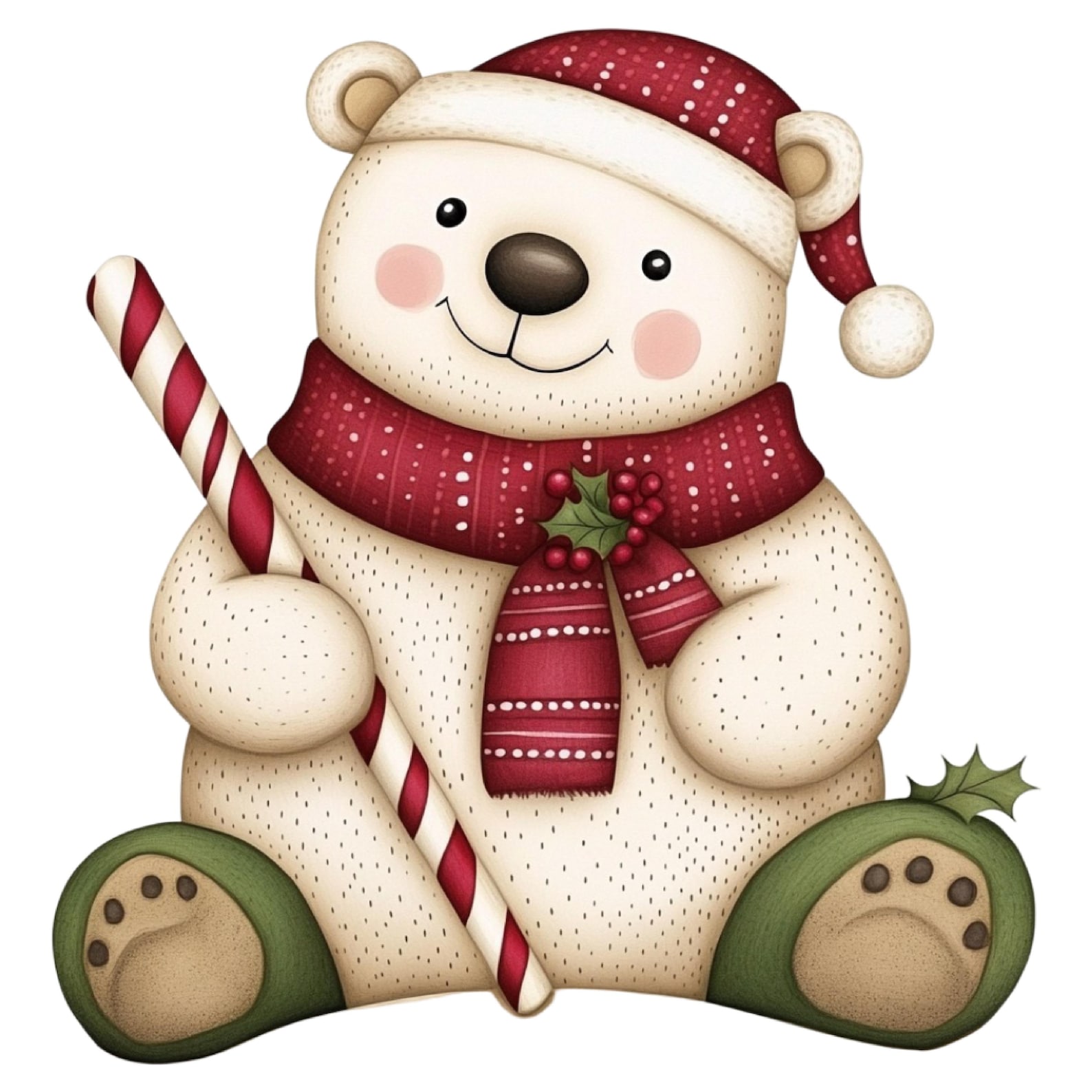 Cute Christmas Polar Bear Clipart: Whimsical Winter Holiday PNG Images ...