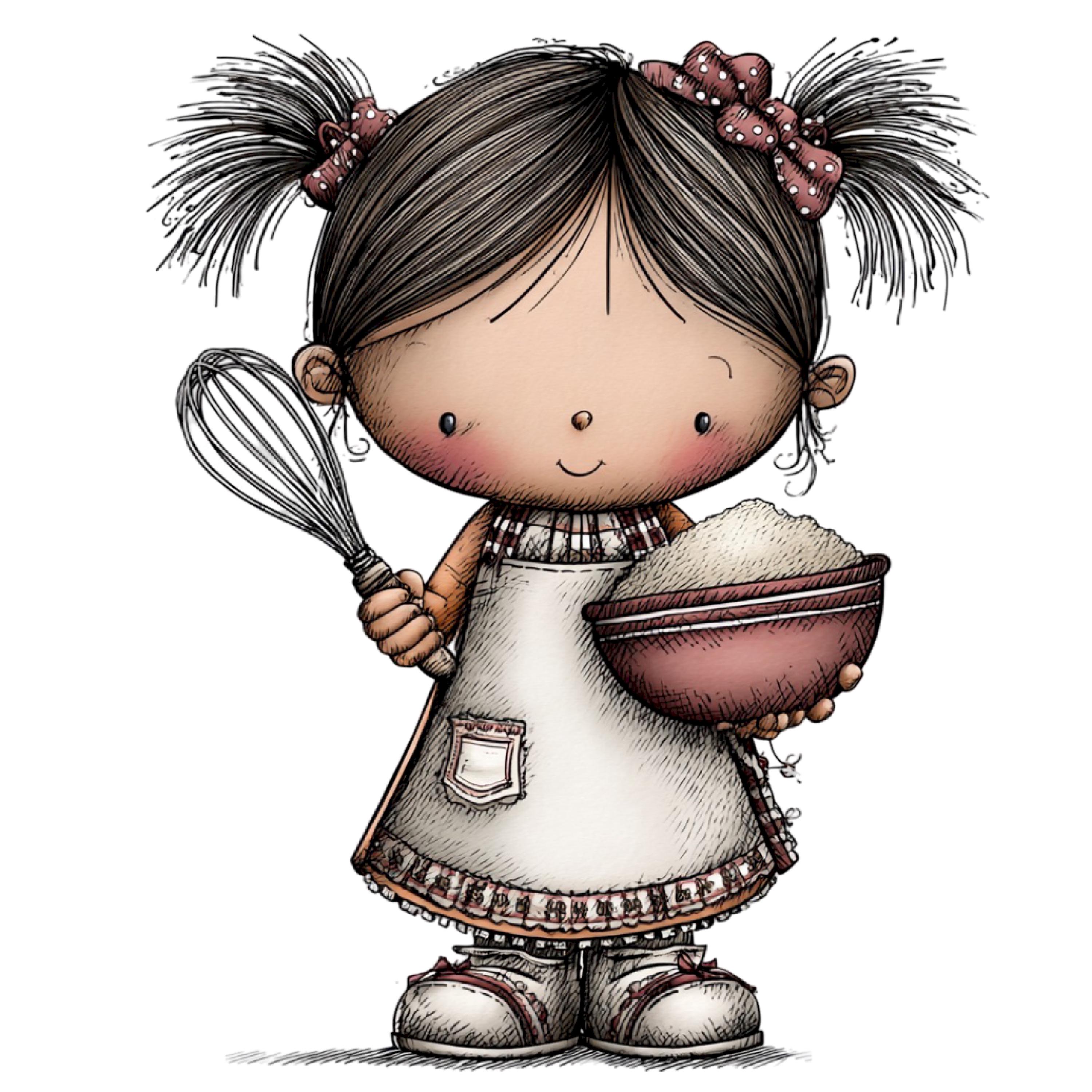 Whimsical Little Girl Chef Hat Clipart – Cute Cooking PNG Bundle ...