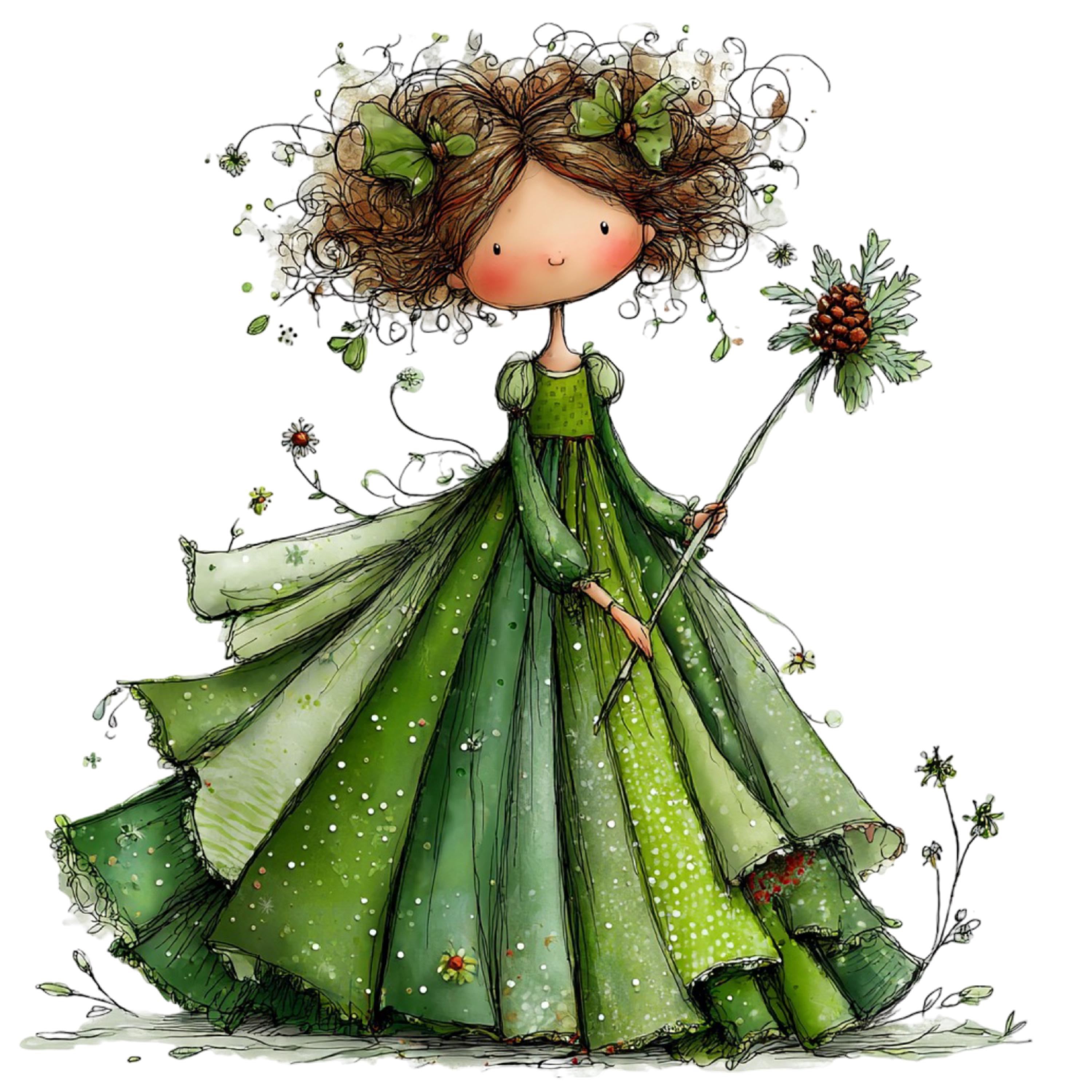 Christmas Whimsical Fairy Clipart 2 : Cute Holiday PNG Images (digital ...