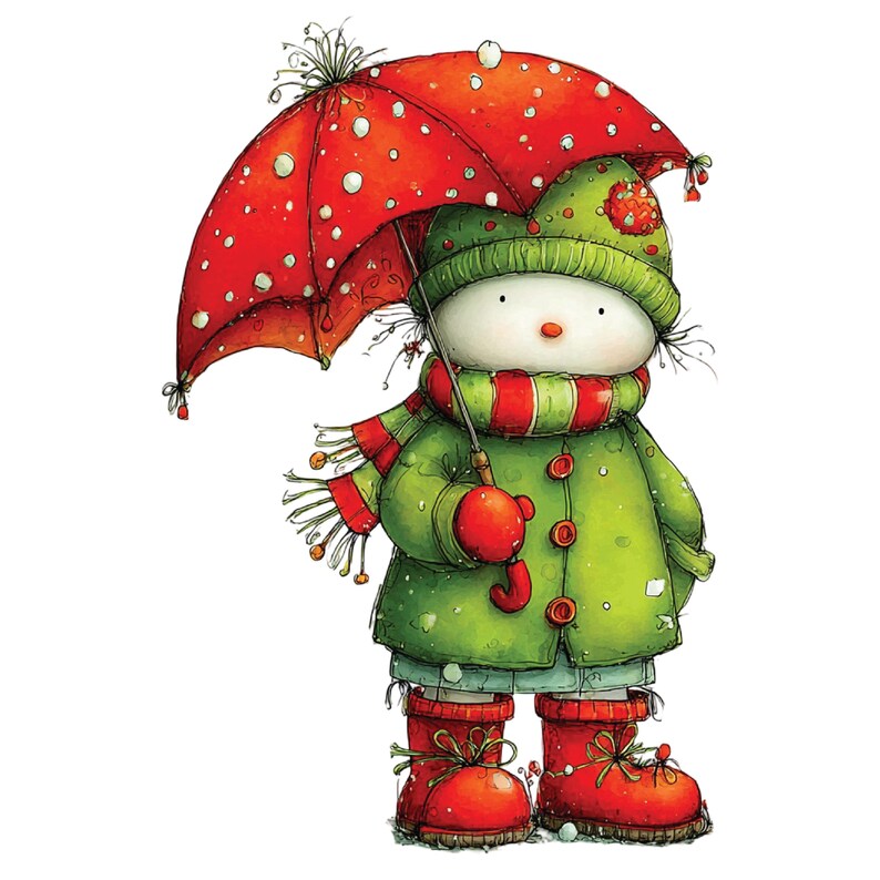 Whimsical Christmas Watercolor Clipart – Cozy Holiday PNG Set (instant ...