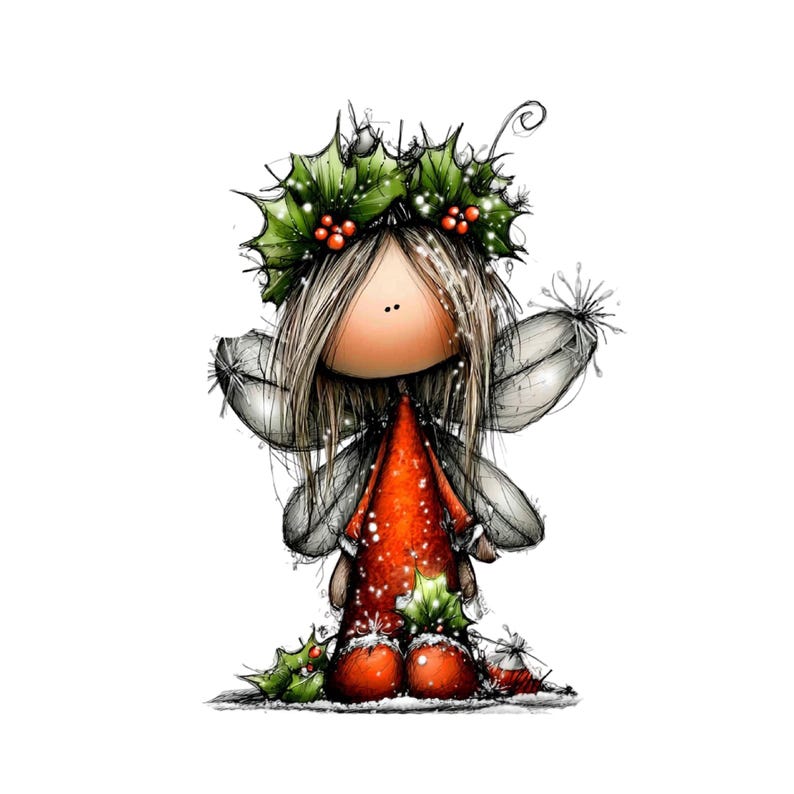 Christmas Fairy Clipart – Cute Holiday Magic PNG Set (digital Download ...