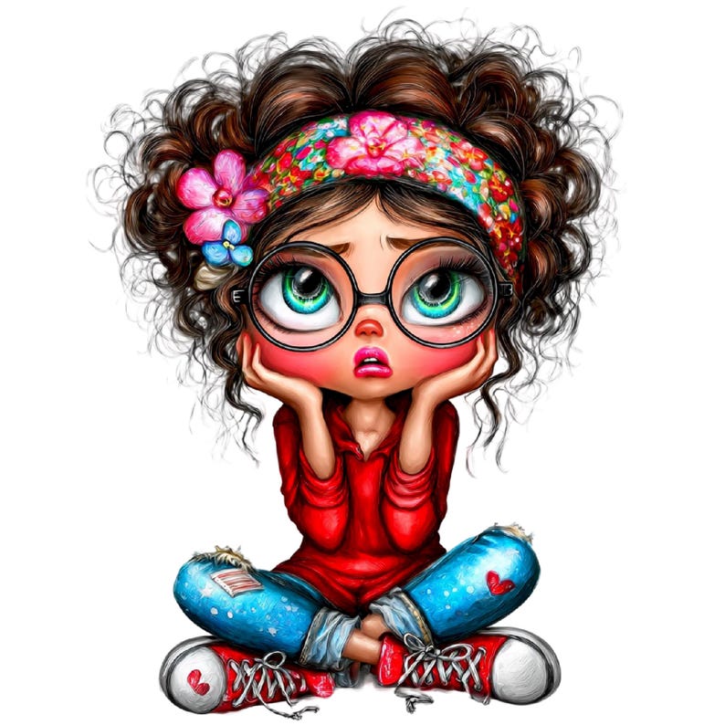 Quirky Frazzled Girl Set: Whimsical Character Art Bundle 36 PNG - Etsy