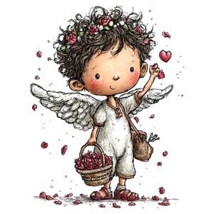 Whimsical Cupid Valentine Clipart Set: Romantic Illustration Bundle 28 ...