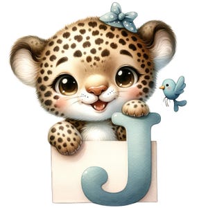 Watercolor Cute Animals Alphabet: Nursery Letter PNG Images (digital ...
