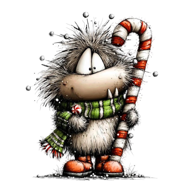 Christmas Monster Clipart – Funny Holiday Creature PNG Set (digital ...
