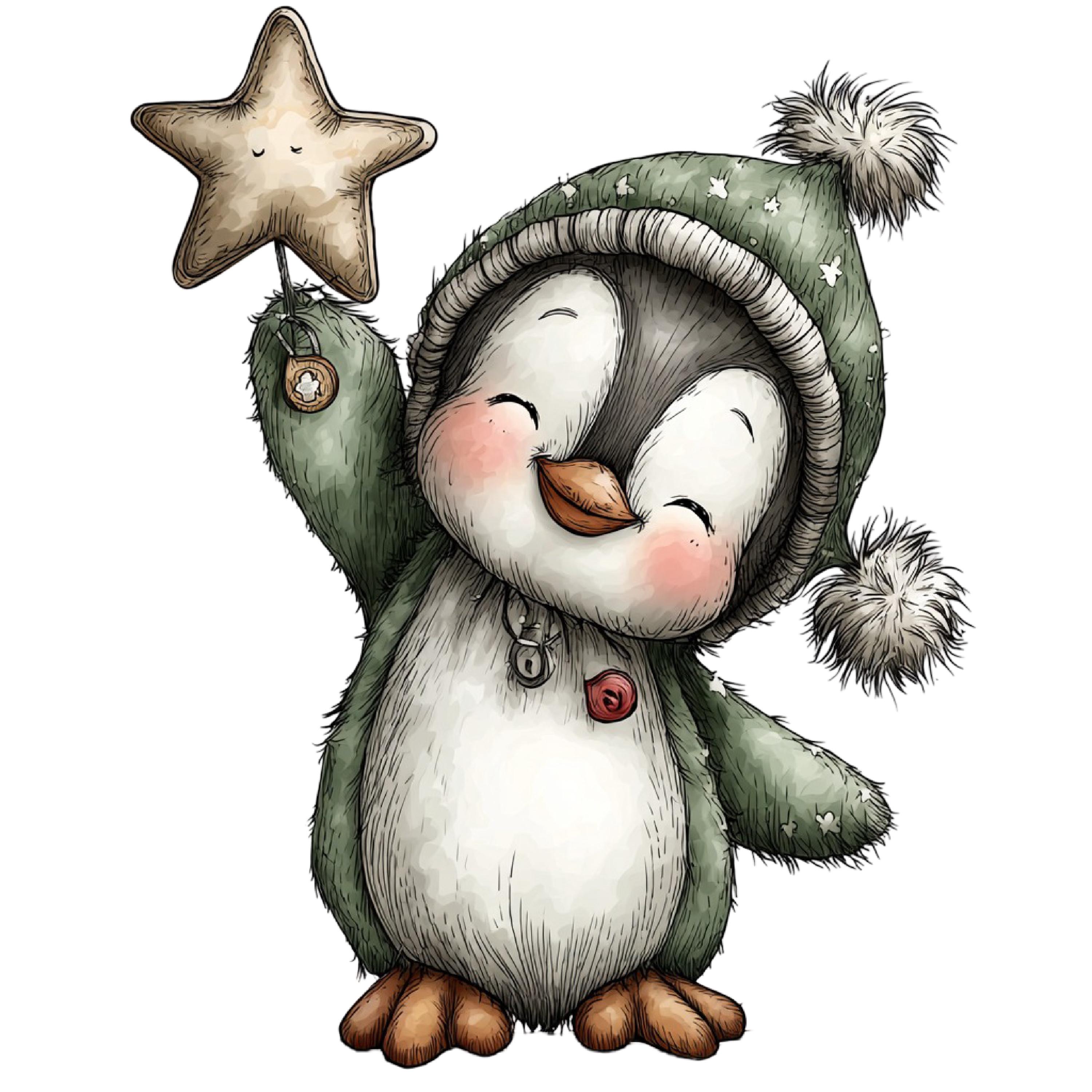 Whimsical Penguin Christmas Clipart – Cute Holiday Penguin PNG Set ...