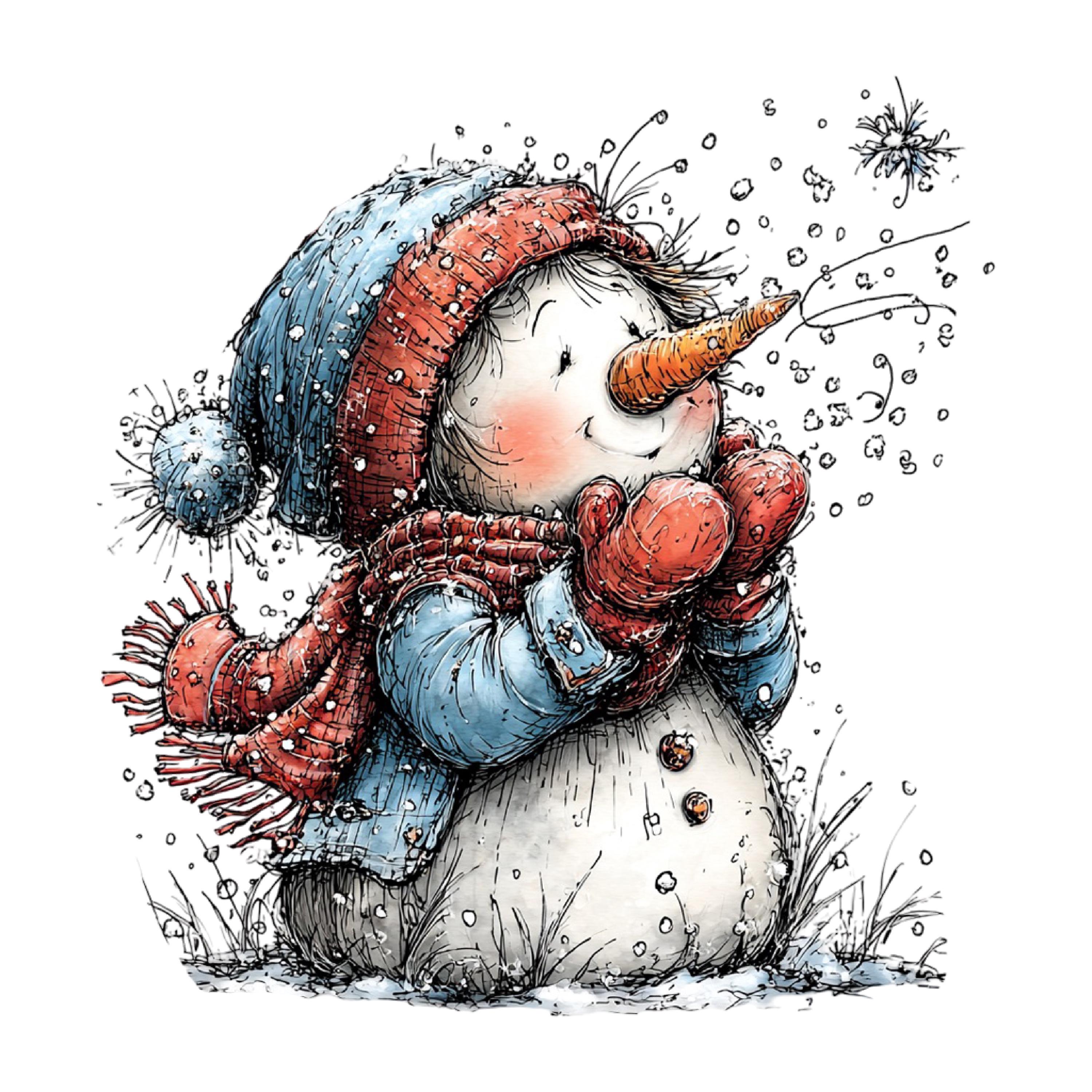 Whimsical Christmas Snowman PNG Set: Festive Watercolor Clipart Bundle ...