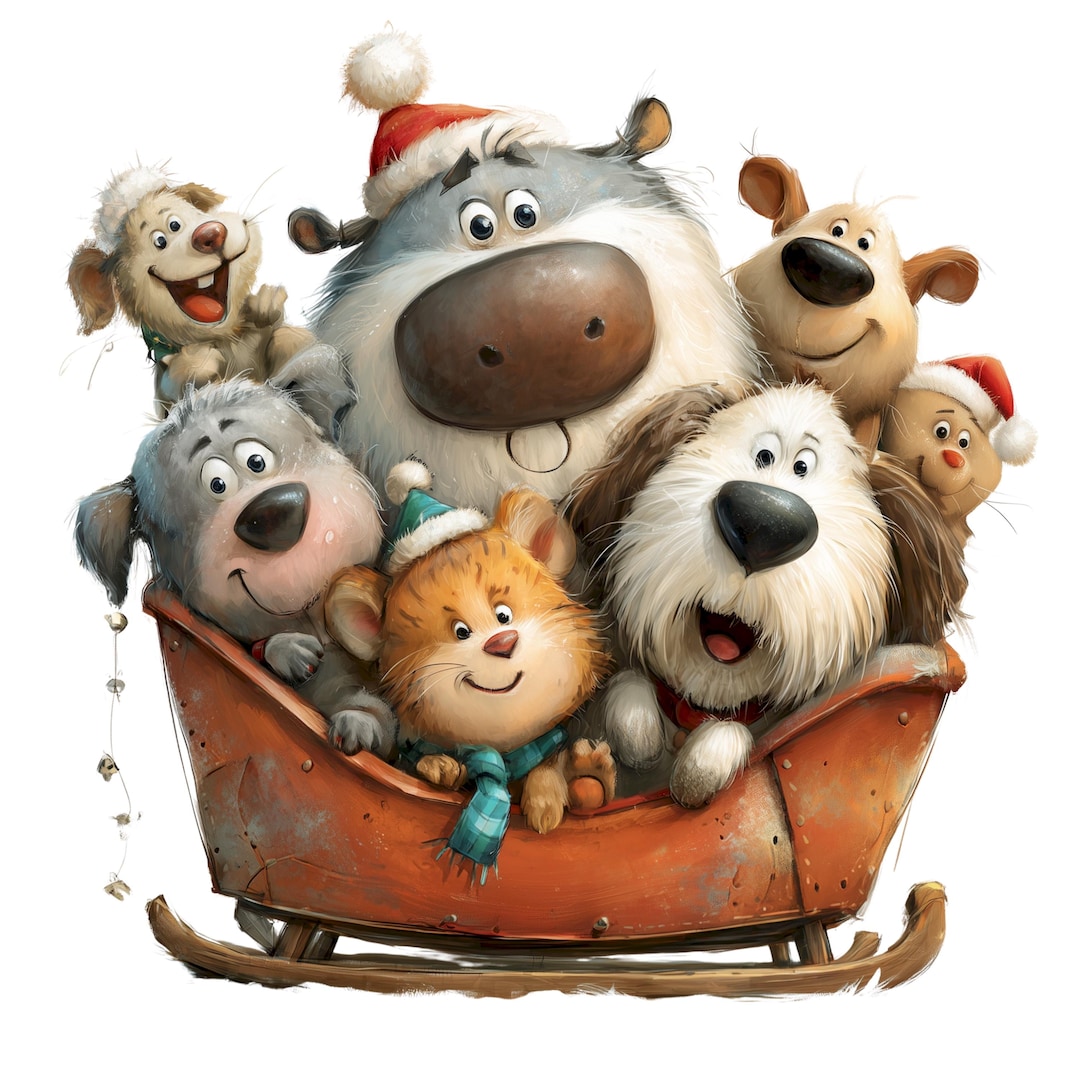 Cute Winter Animal Clipart Set – Whimsical Snow Wildlife PNG Bundle ...
