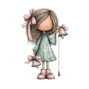 Christmas Little Girl Clipart: Cute Holiday PNG Bundle (digital ...