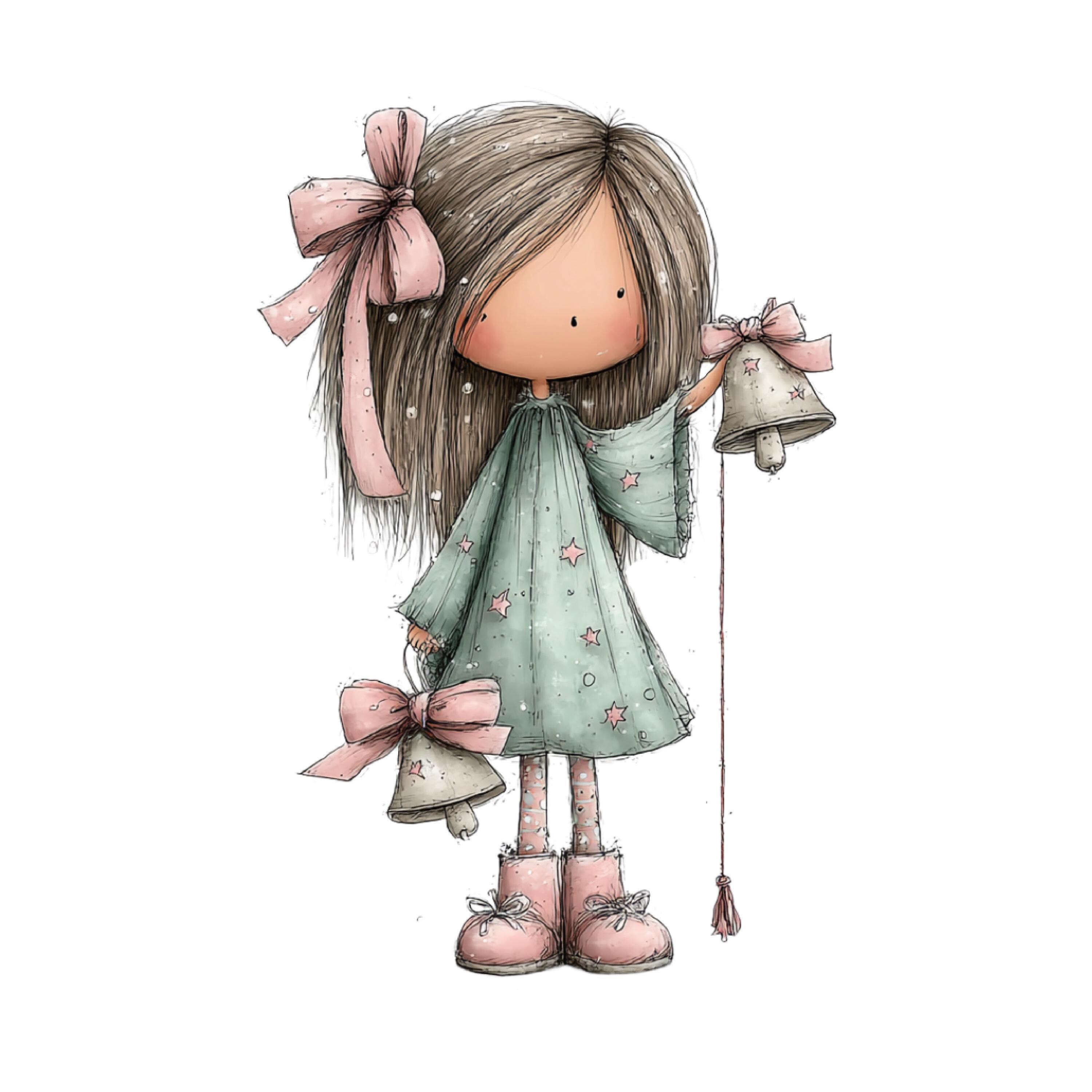 Christmas Little Girl Clipart: Cute Holiday PNG Bundle (digital ...