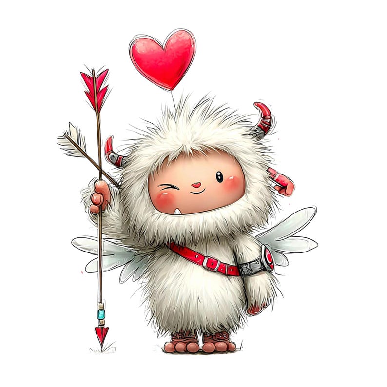 Watercolor Valentine Yeti Clipart Set: Romantic Winter Character Bundle ...