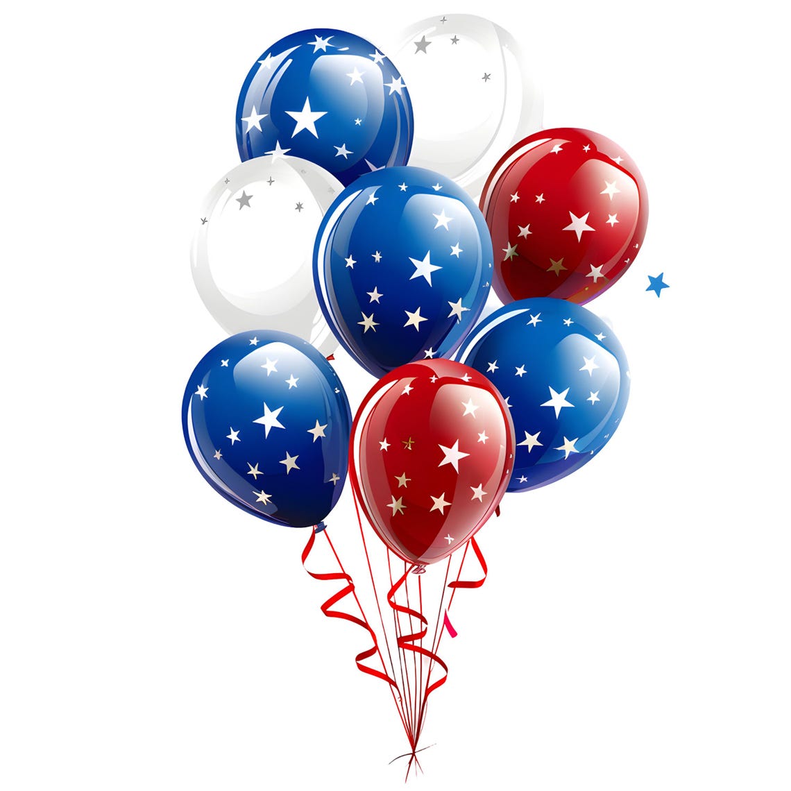 12 PNG 4th of July Balloons Clipart Images,watercolor Clipart ...