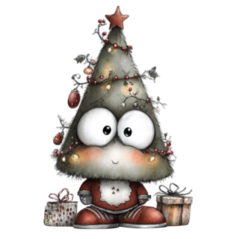 Whimsical Christmas Tree Clipart 2 : Cute Holiday PNG Images (digital ...