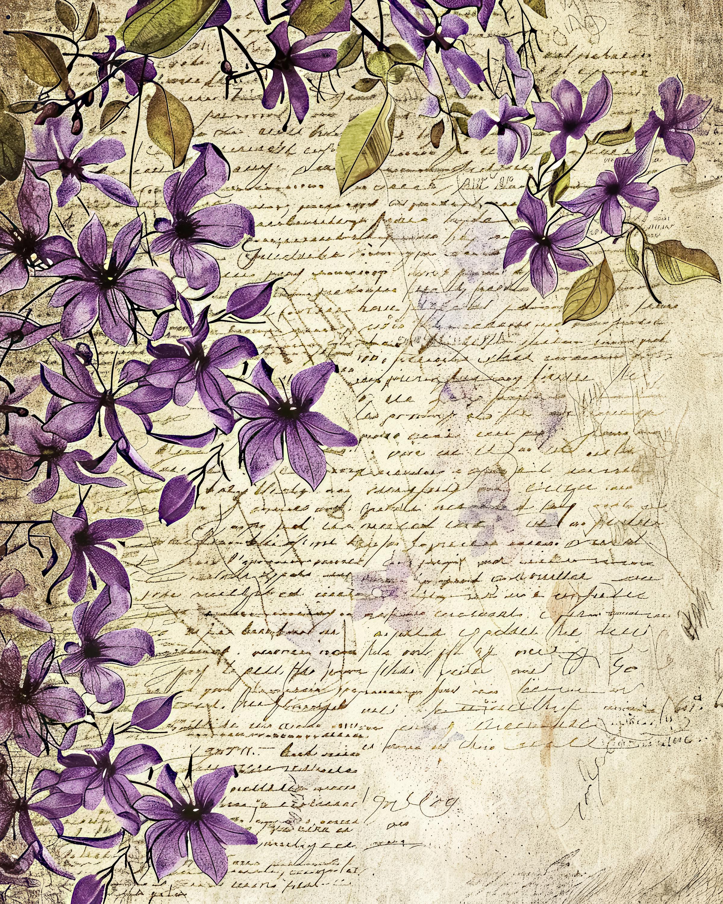 Vintage Purple Floral Journal Pages: Shabby Chic Junk Journal Printable ...