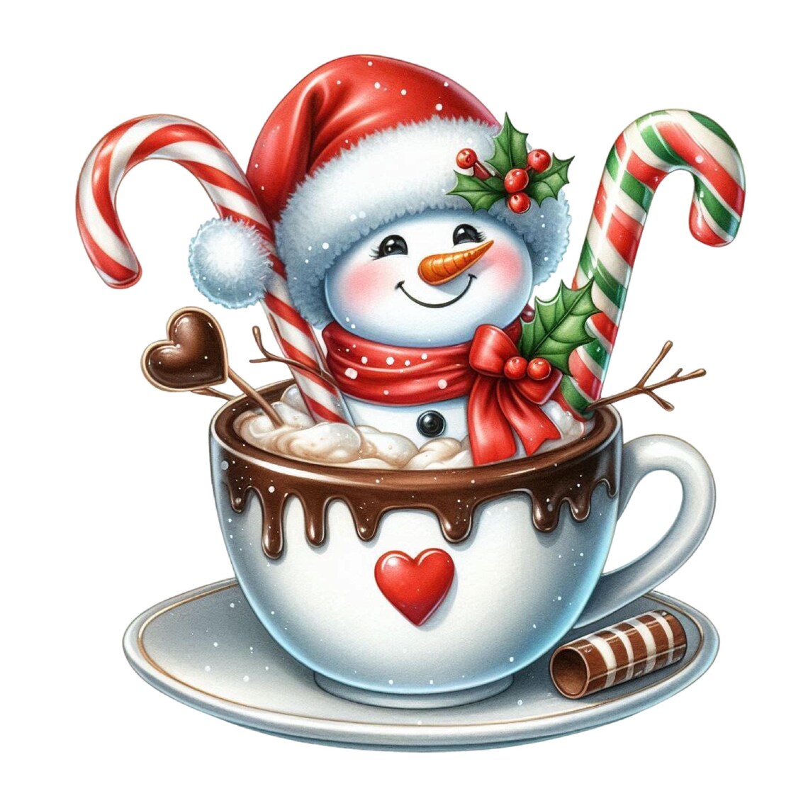 Christmas Snowman Clipart – Watercolor Holiday Winter PNG Set (digital ...