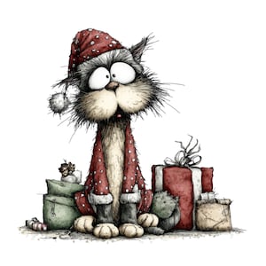 Watercolor Christmas Cats Clipart – Cute Holiday Pet PNG Bundle ...