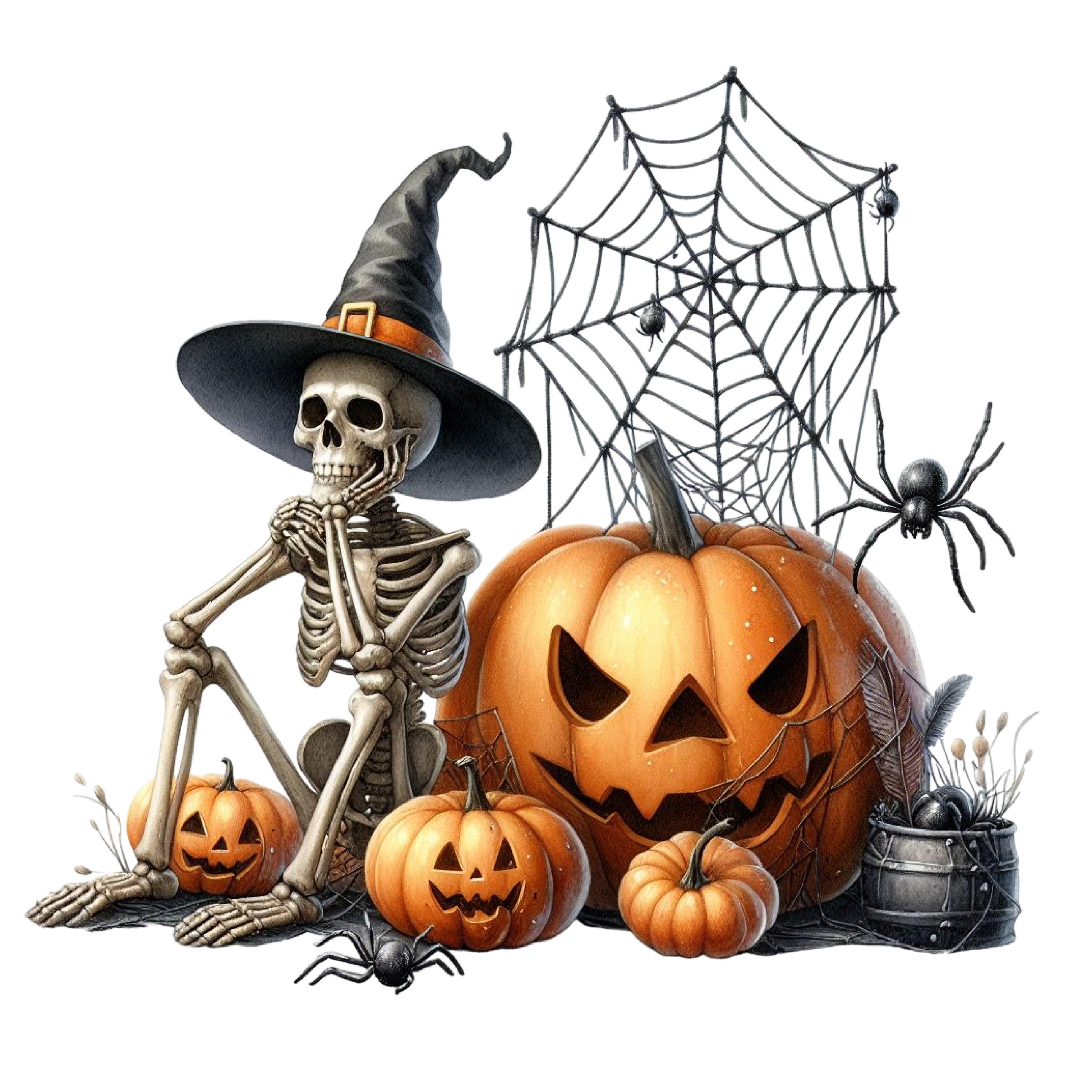 Halloween Skeleton Clipart PNG Bundle: Commercial Use (instant Download ...