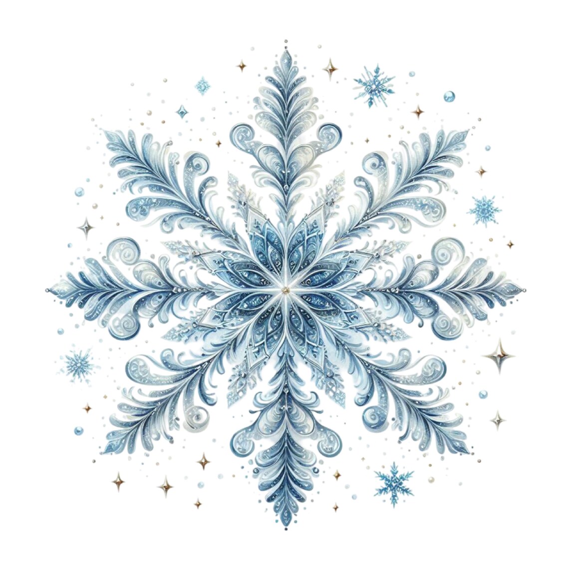 26 Watercolor Snowflake Png Clipart Bundle,christmas Clipart,instant ...
