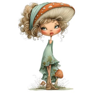 Whimsical Lady Clipart Set: Character Illustration Bundle 34 PNG - Etsy