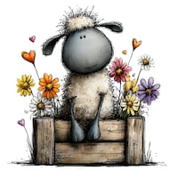 Adorable Fluffy Sheep Clipart | Cute Farm Animal PNG | Kids Room Decor ...