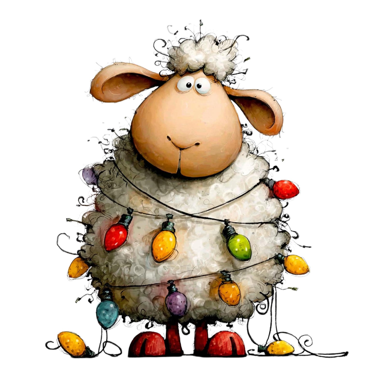 Funny Christmas Sheep Clipart – Cute Holiday Animal PNG Bundle (digital ...