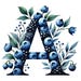 Spring Blueberry Alphabet Clipart – Botanical Letter PNG Set (digital ...