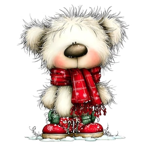 Whimsical Christmas Teddy Bear Clipart – Cute Holiday Bear PNG Set ...