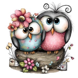 Whimsical Birds With House Clipart – Cozy Watercolor PNG Set (instant ...