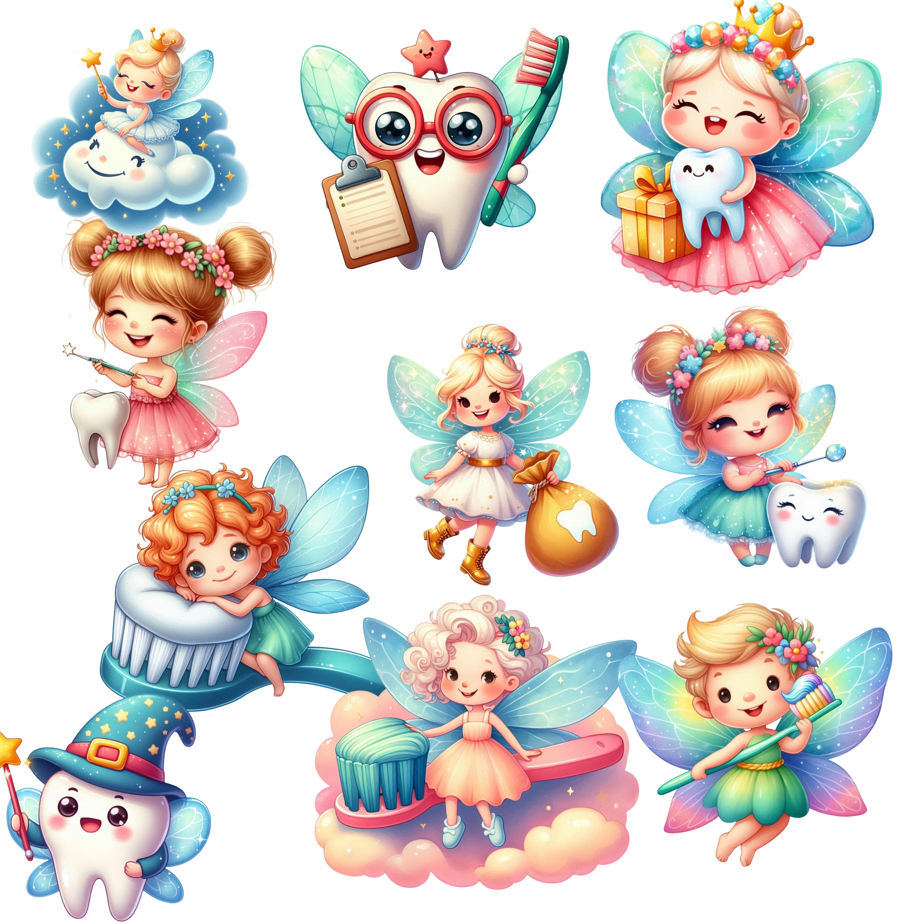 27 PNG Mascot Cute Tooth Fairy Clipart,scrapbook Images,watercolor ...