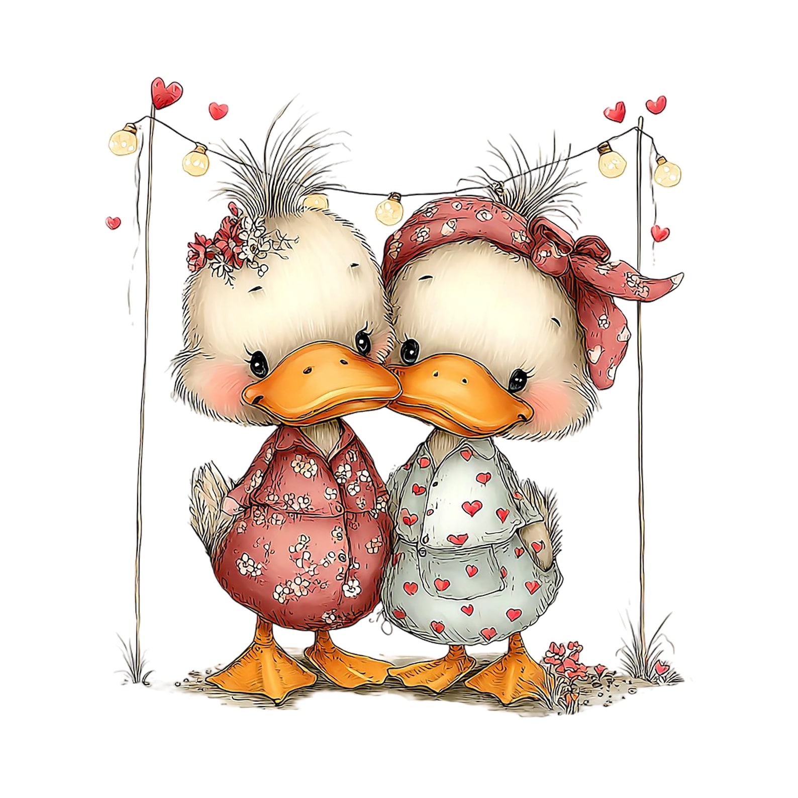 Whimsical Duck Couple Set: Romantic Animal Art Bundle 48 PNG - Etsy