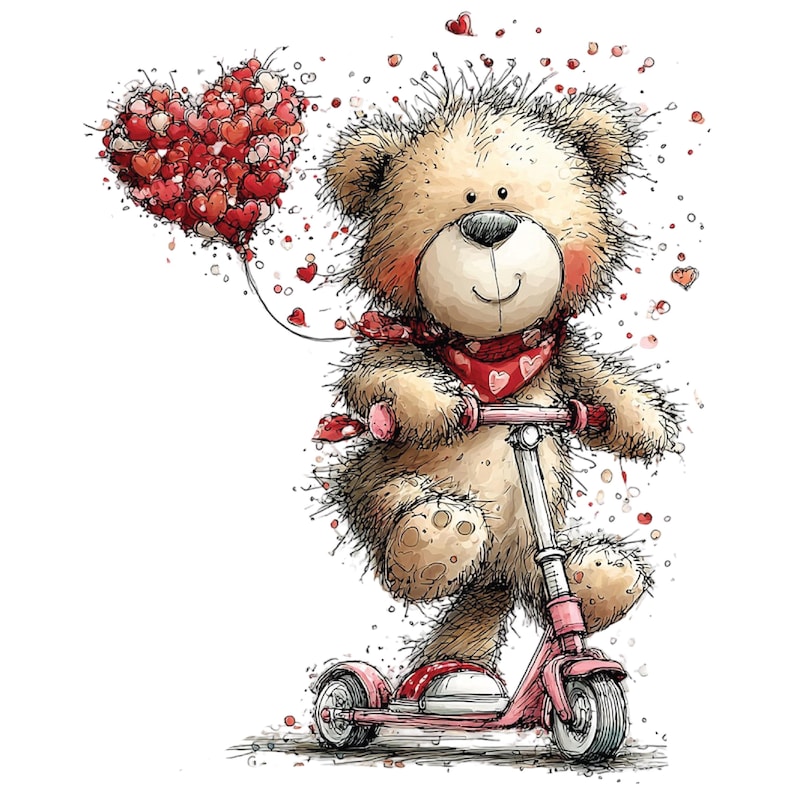 Valentine's Day Teddy Bear Clipart: Love Graphics Digital Download 36 ...