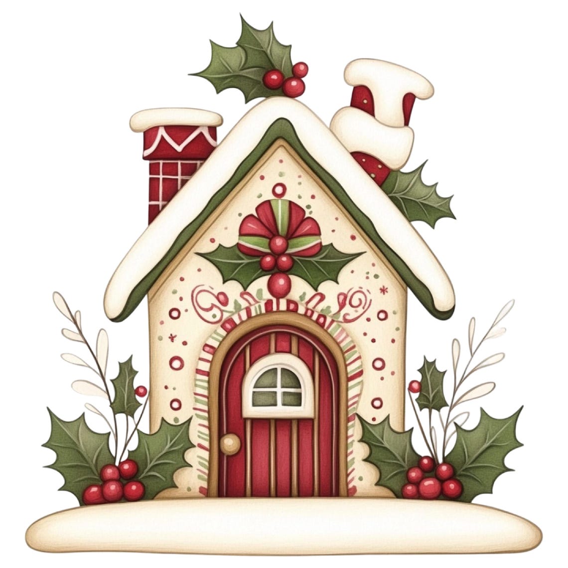 Cute Mini Christmas Houses Clipart: Whimsical Holiday Village PNG ...