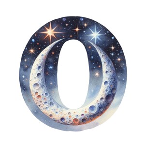 Celestial Alphabet Clipart: Moon and Star Letter PNG Images (digital ...