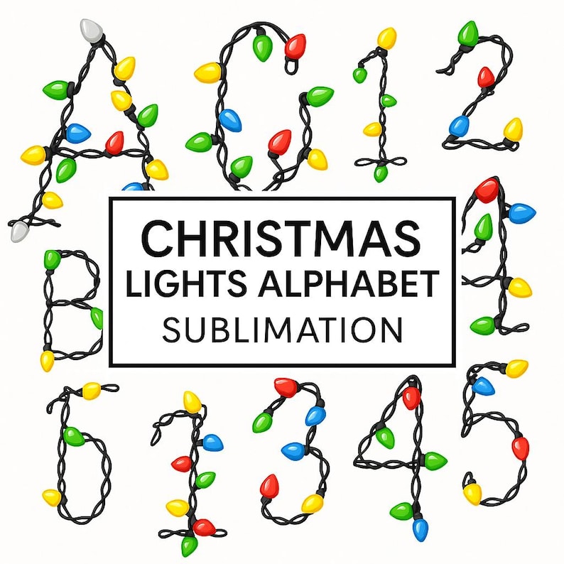 36 Png Christmas Lights Alphabet PNG – Festive Sublimation Letters ...