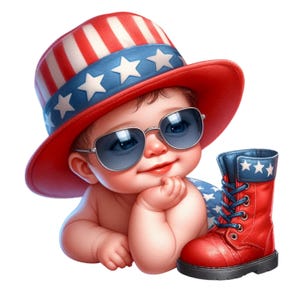 28 PNG 4th of July Cute Baby Boy Clipart, Dijital Download,american ...