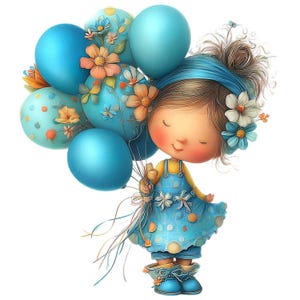 Whimsical Birthday Kids Clipart – Watercolor Party Children PNG Set ...