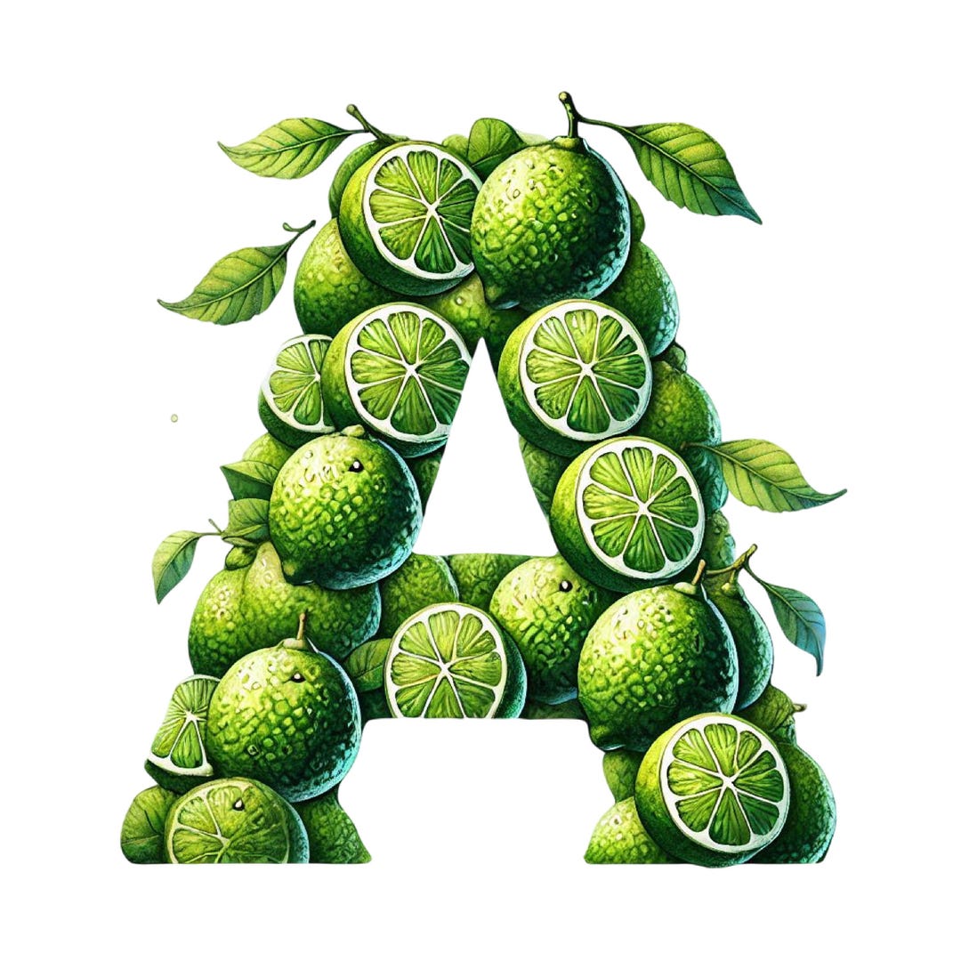 Spring Lime Alphabet Clipart – Fresh Green Letter PNG Set (digital ...